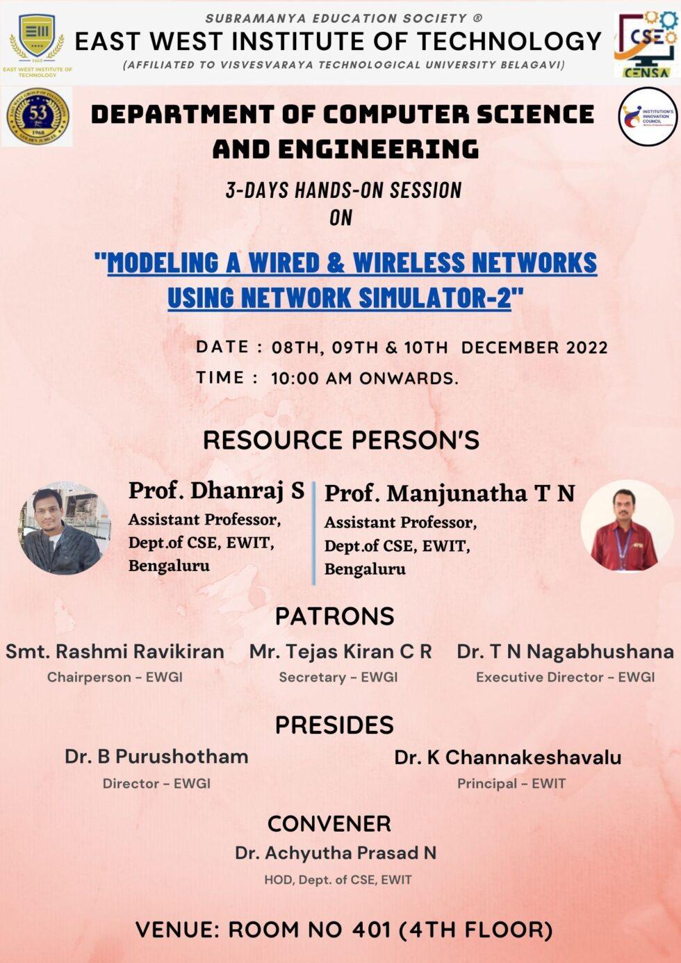 3-DAYS HANDS-ON SESSION ON MODELING A WIRED & WIRELESS NETWORKS USING ...