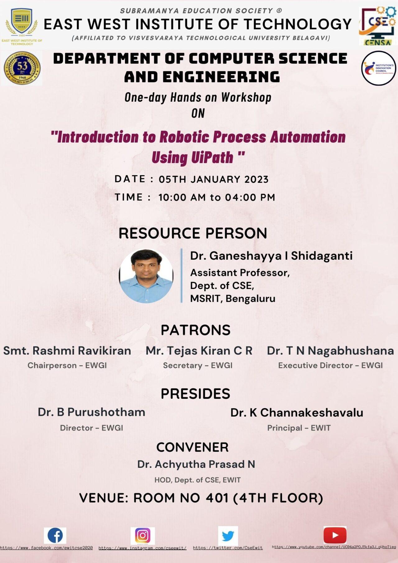 One-day Hands on Workshop ON Introduction to Robotic Process Automation ...