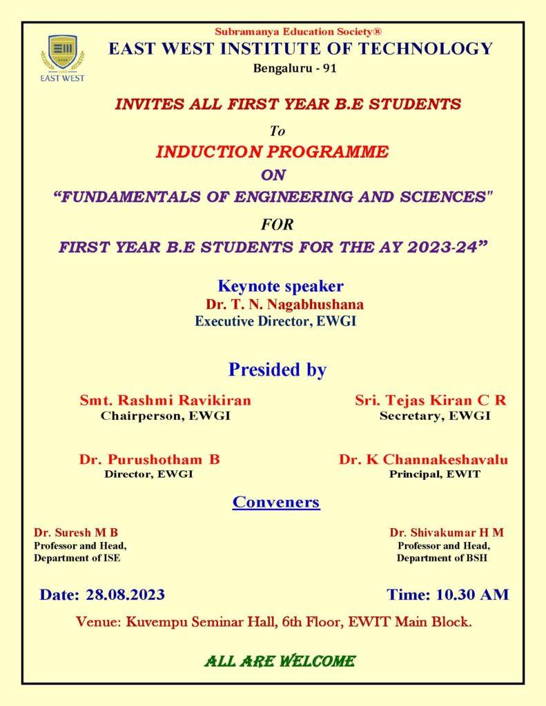 Induction Program 2023-24 Invitation - Ewit